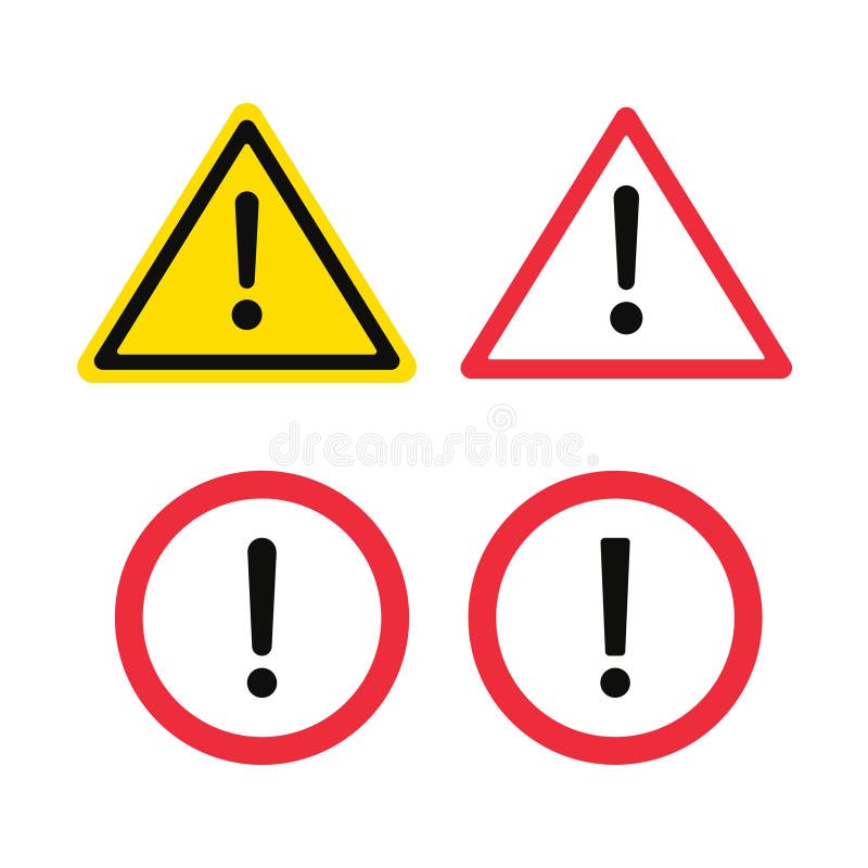 Warning Signs Triangle and Circle Icons Stock Vector - Illustration of ...