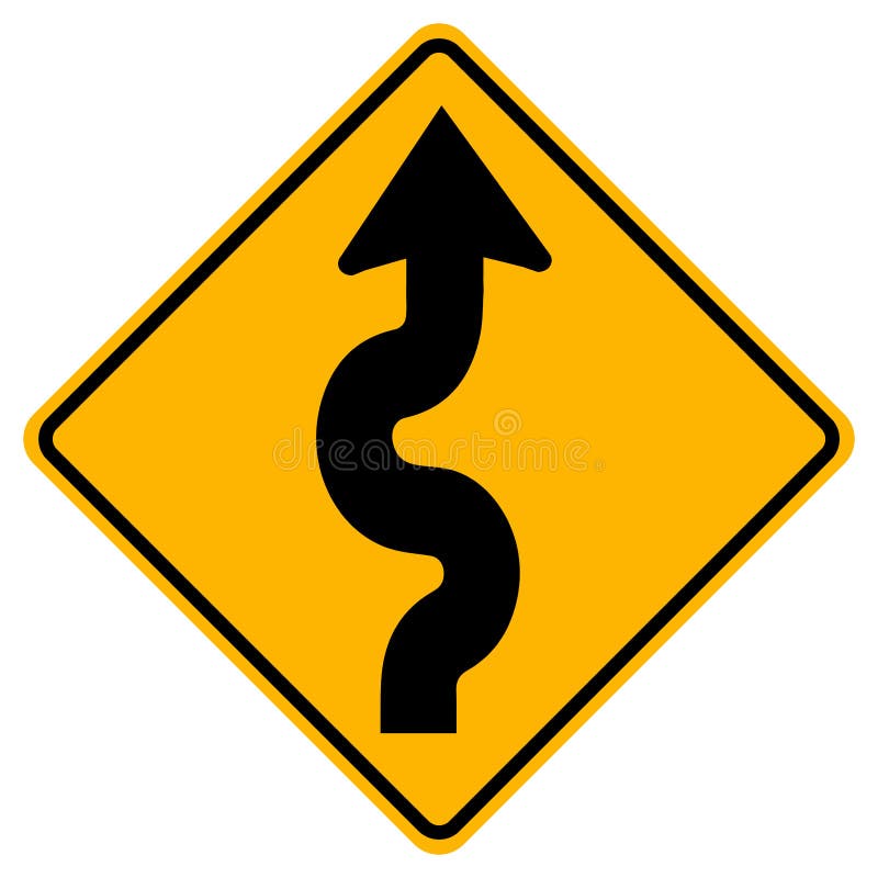 Warning Signs Double Curve, First To Left on White Background Stock ...