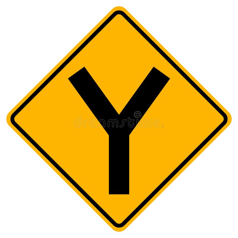 Warning Signs Y-junction on White Background Stock Vector ...