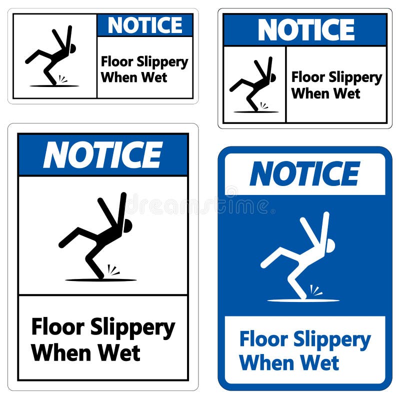 Warning Slippery Surface Symbol, Vector Illustration, Isolated on White ...
