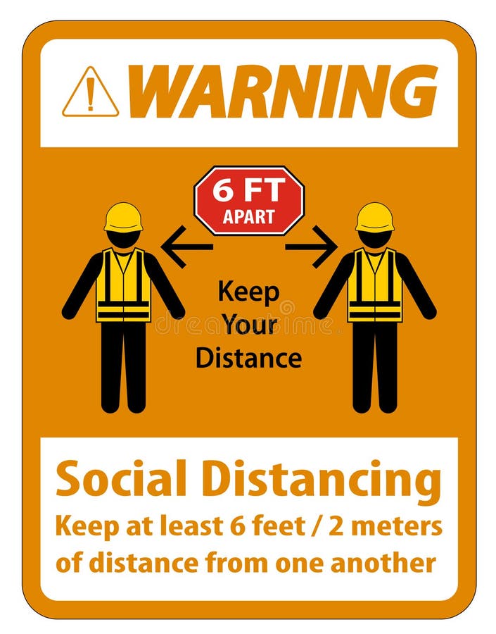Warning Social Distancing Construction Sign Isolate on White Background ...