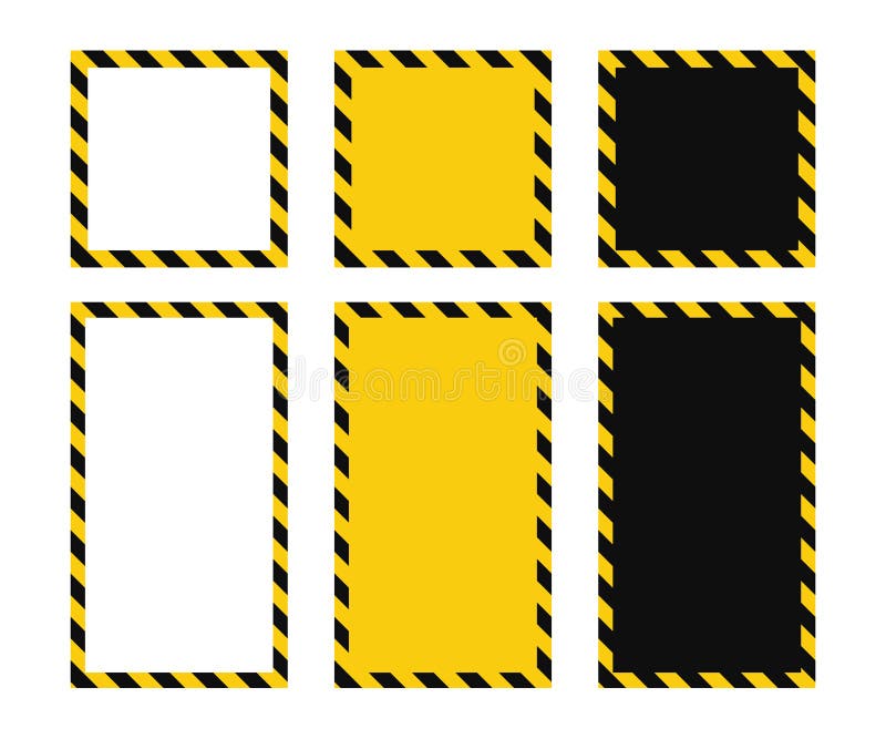 Warning Square Frame with Yellow and Black Diagonal Stripes. Rectangle ...