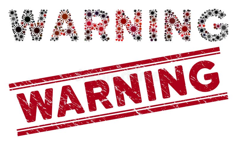 Grunge Warning Red Seal and Coronavirus Mosaic Text Stock Illustration ...