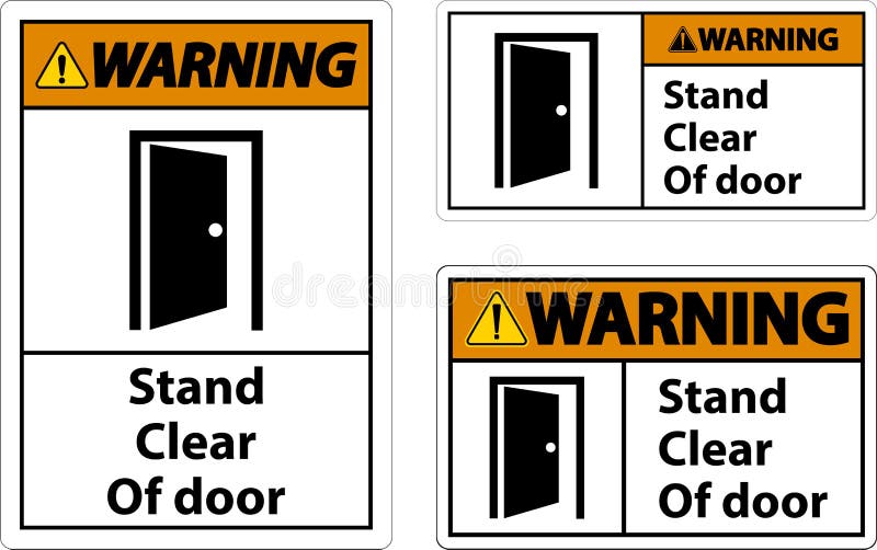 Warning Stand Clear of Door Symbol Sign on White Background Stock ...