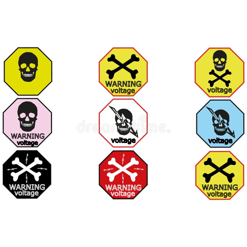 Warning Sticker Labels for Electrical Consumers Voltage Notice Stock ...