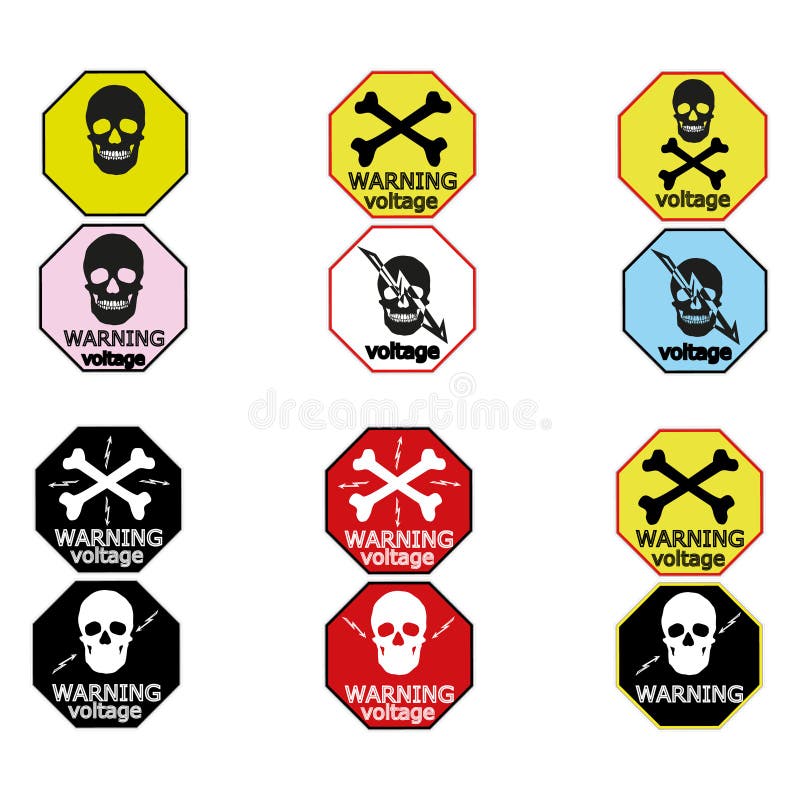 Warning Sticker Labels for Electrical Consumers Voltage Notice Stock ...