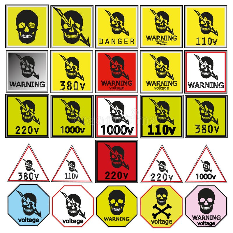 Warning Sticker Labels for Electrical Consumers Voltage Notice Stock ...