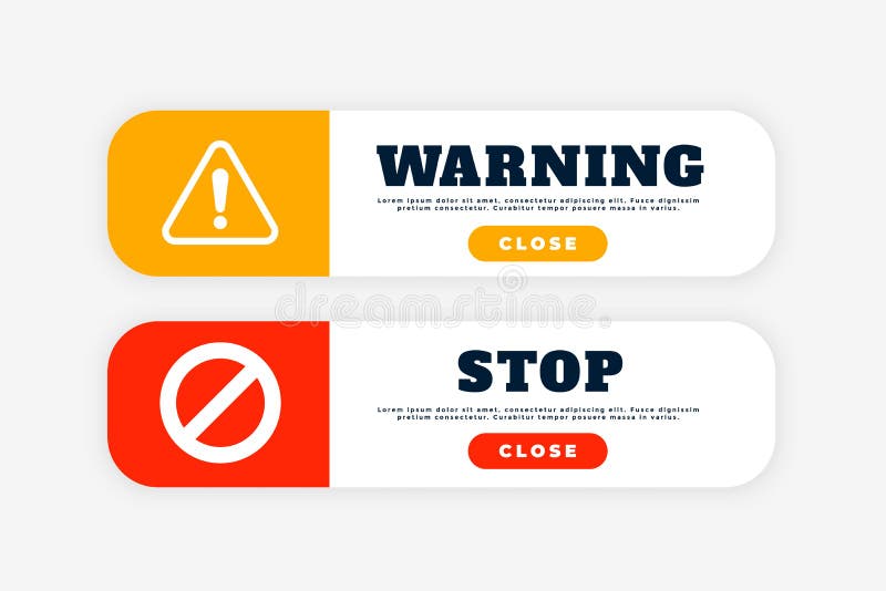 Warning and Stop Sign Button for Web Purpose Stock Illustration ...