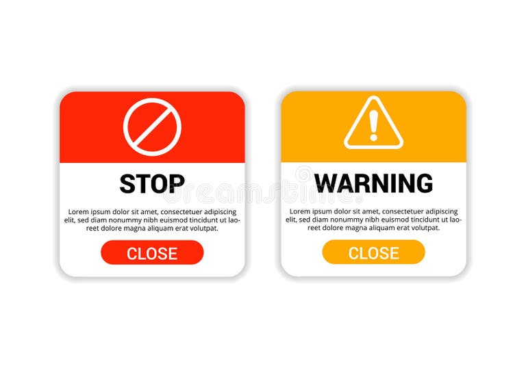 Warning and Stop Sign Button for Web Purpose. Stock Vector ...