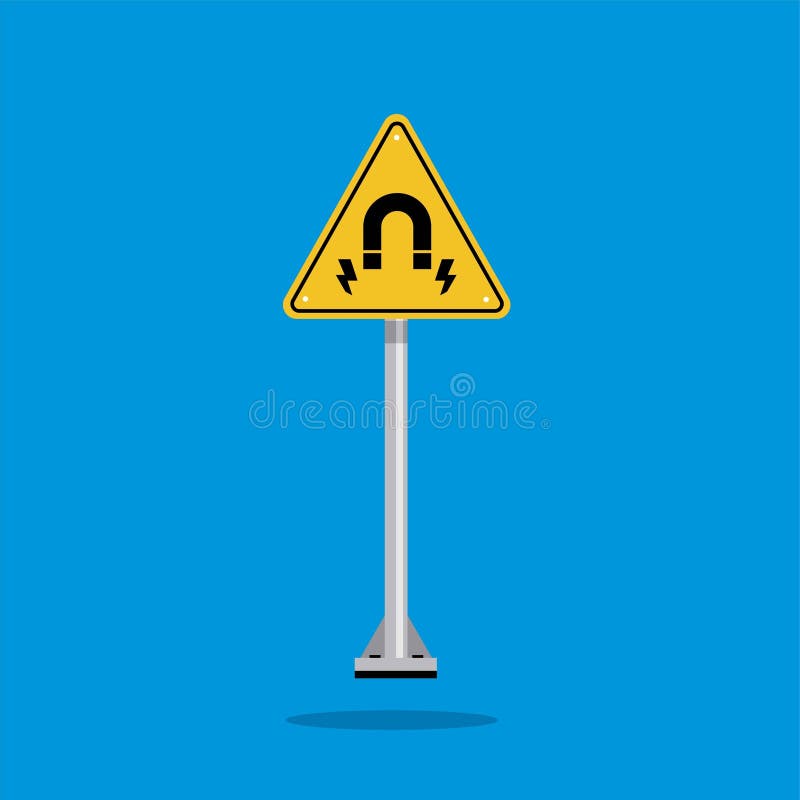Warning Strong Magnetic Field on a Yellow Triangle Board Stock Vector ...