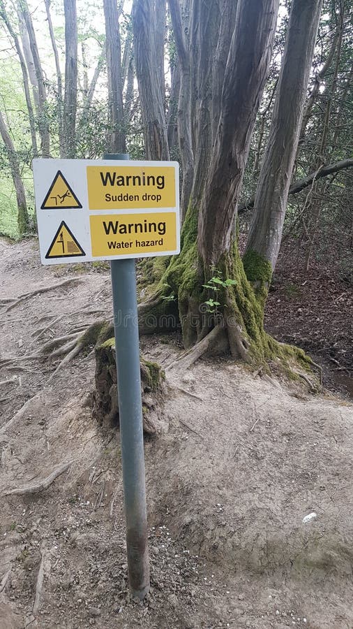 Warning Sudden Drop Water Hazard Sign. Stock Photo - Image of hazard ...