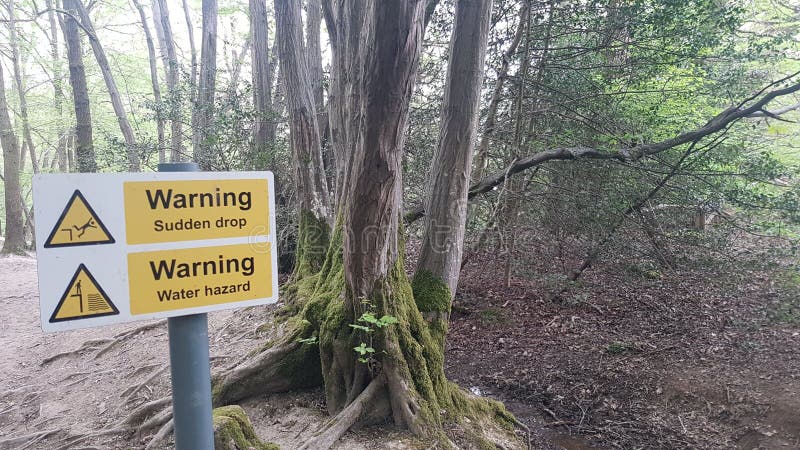 Warning Sudden Drop Water Hazard Sign. Stock Photo - Image of drop ...