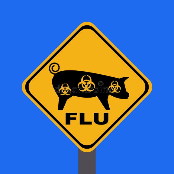 Warning swine flu sign stock vector. Illustration of sign - 9148689