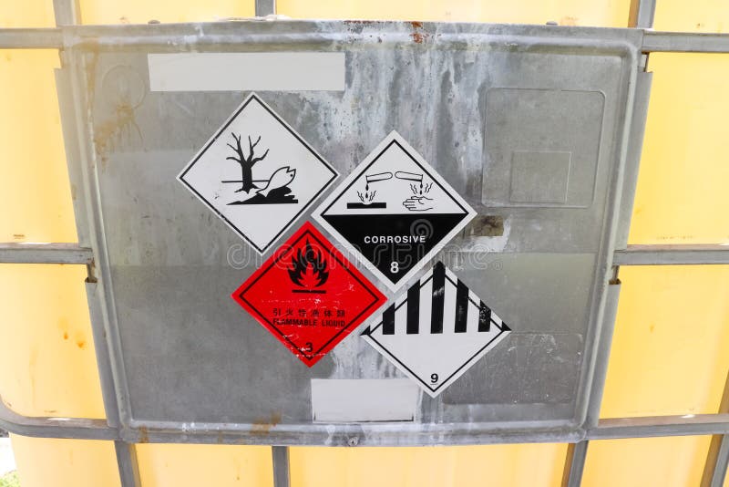 Warning Symbol for Chemical Hazard on Chemical Container Stock Photo ...