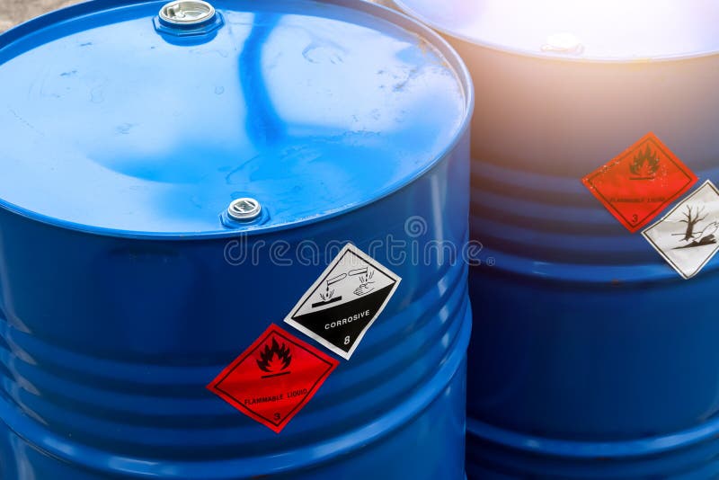 Warning Symbol for Chemical Hazard on Chemical Container Stock Photo ...