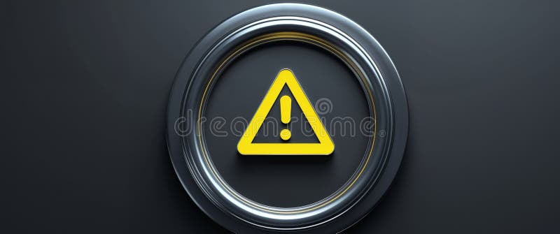 Warning Symbol with Exclamation Mark in a Circular Frame on Dark ...