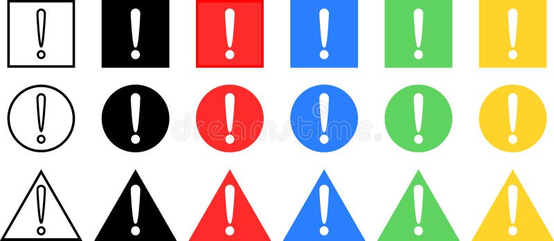Warning Symbols, Various Shapes and Colors. Stock Vector - Illustration ...