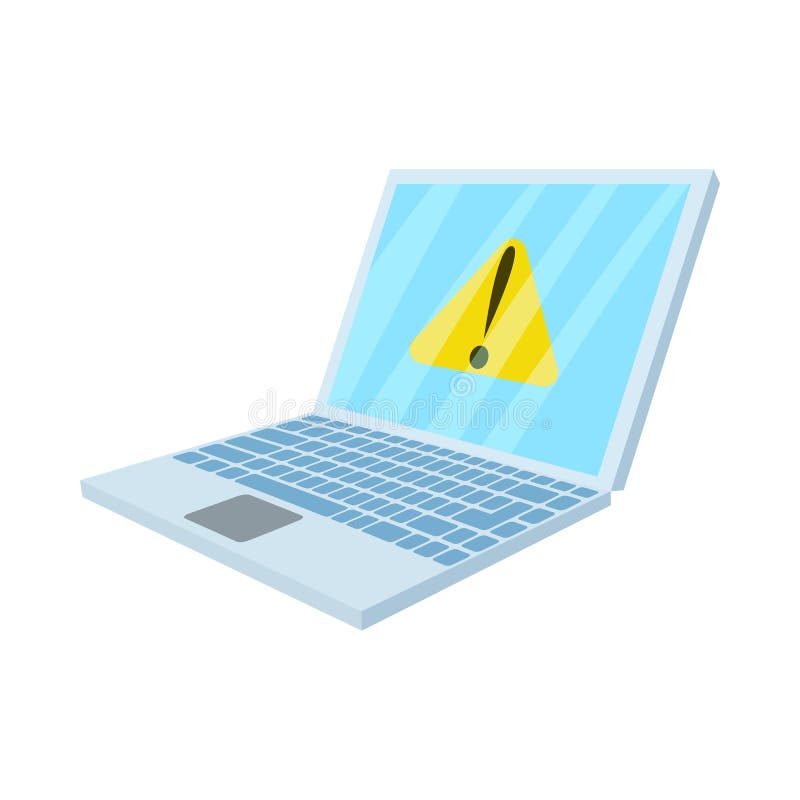 Warning System on Laptop Icon, Cartoon Style Stock Vector ...