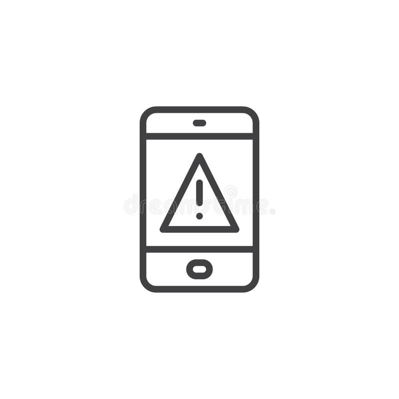 Warning Tablet Screen Outline Icon Stock Vector - Illustration of ...