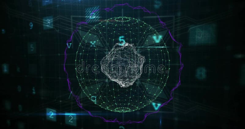 Warning Text Animation Over Digital Globe with Numbers and Network ...