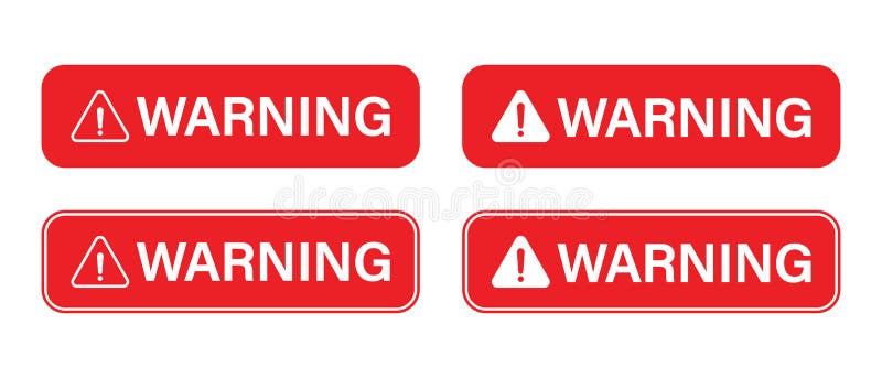 Warning Text Icon Set in Flat Design. Alert, Danger Caution Concept ...
