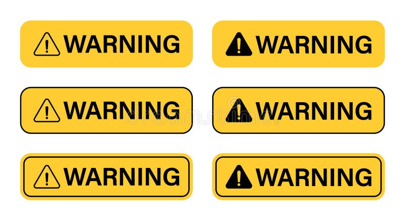 Warning Text Icon Set in Flat Design. Alert, Danger Caution Sign Symbol ...