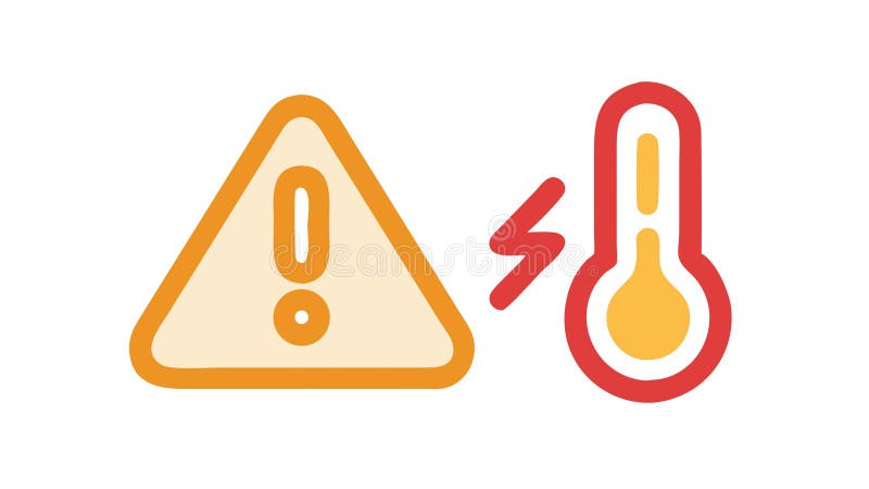 Warning Thermometer Icon High Temperature Fever Alert OK Vector Design ...
