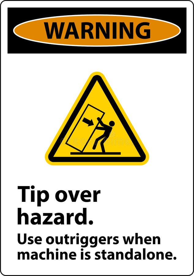 Warning Tip Over Hazard Use Outriggers Label on White Background Stock ...