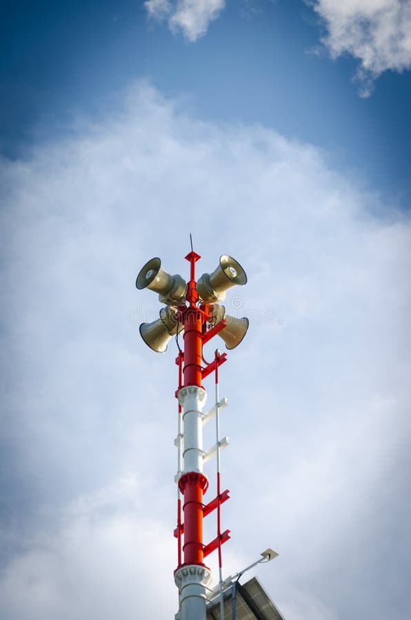 Warning tower speakers stock photo. Image of tower, announcement - 45189056