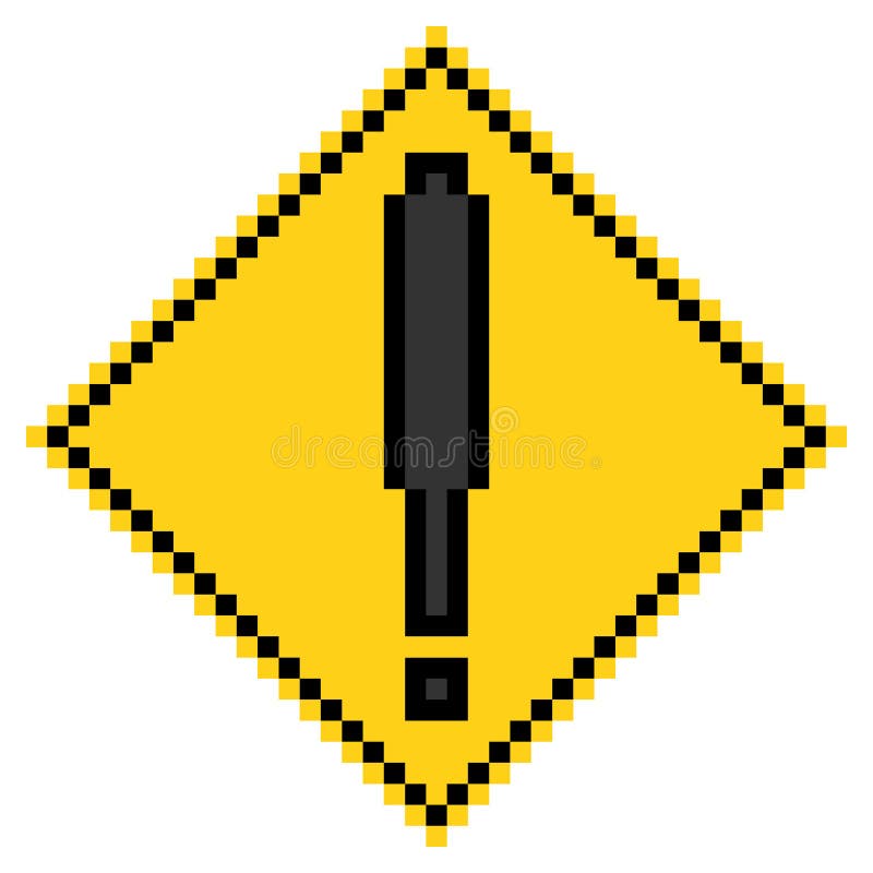 Warning Traffic Sign with Exclamation Mark Symbol Pixel Art Stock ...