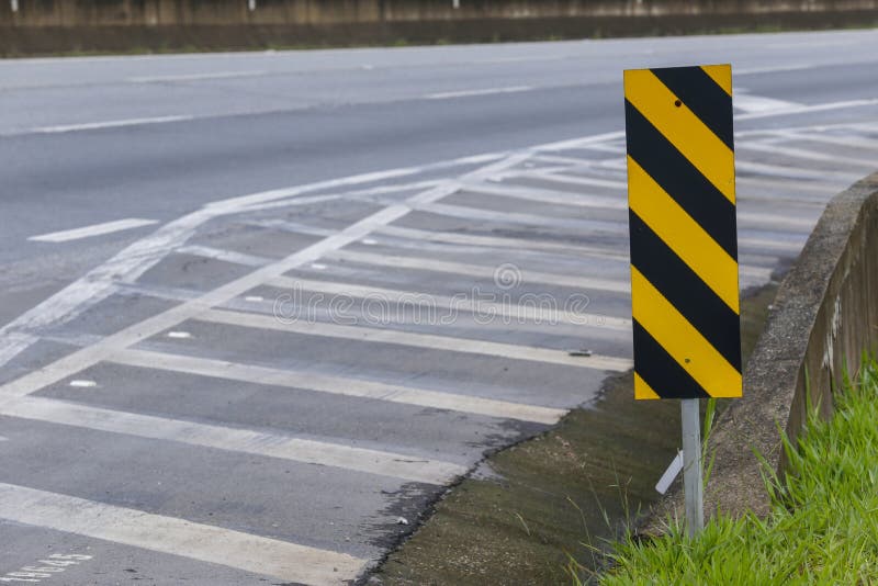 Warning Traffic Sign on the Highway Stock Photo - Image of signpost ...