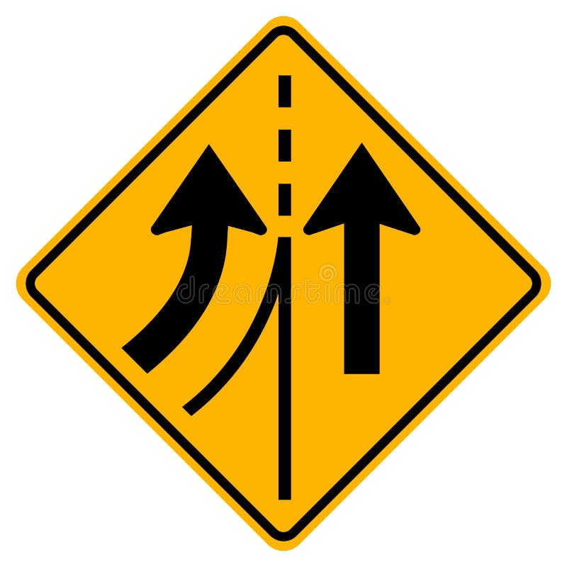 Warning Lane End Merge Left Road Symbol Sign, Vector Illustration ...