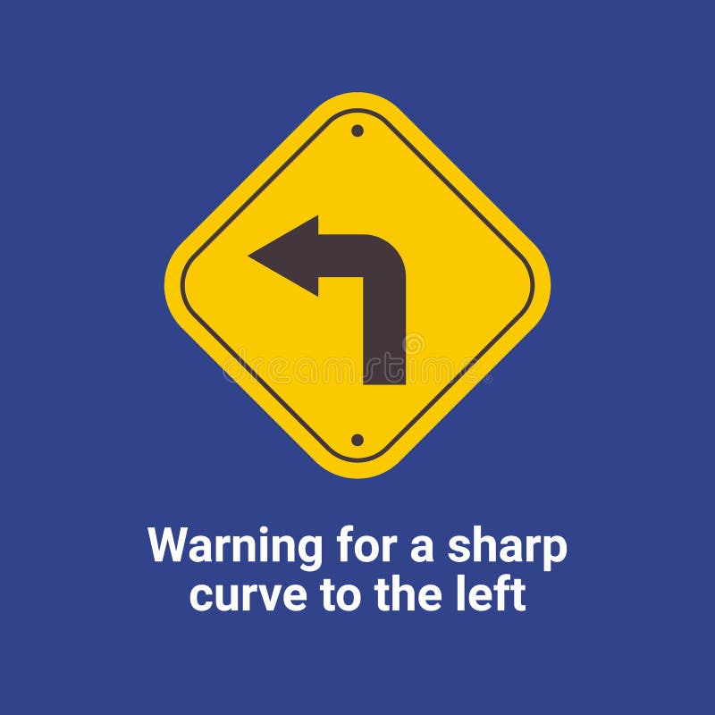 Warning Traffic Signs, Warning for a Sharp Curve To the Left Stock ...