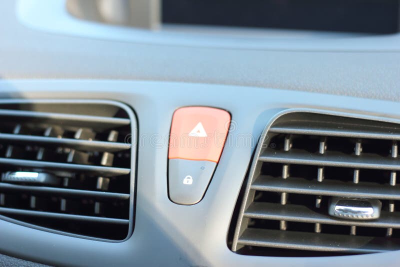 Red Triangle Warning Light in Car Stock Photo - Image of dashboard ...