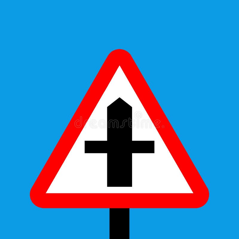 Warning Triangle Crossroads Stock Illustration - Illustration of ...