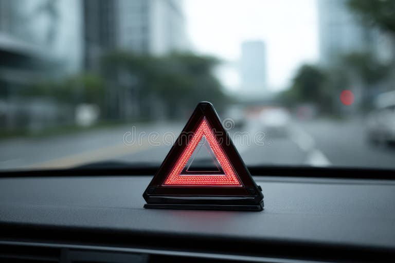 Warning Triangle Displayed on Digital Dashboard with Blank Space ...
