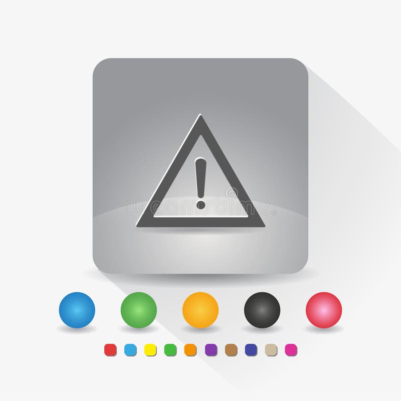 Warning Triangle Icon. Sign Symbol App in Gray Square Shape Round ...