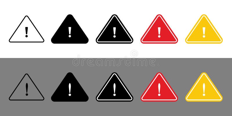 Warning Triangle Icons in Various Colors and Backgrounds. Attention ...