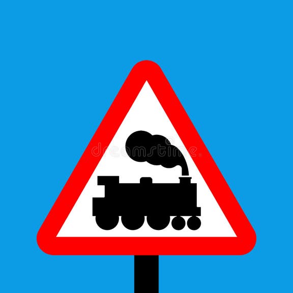 Warning Triangle Level Crossing without Barrier or Gate Ahead Stock ...