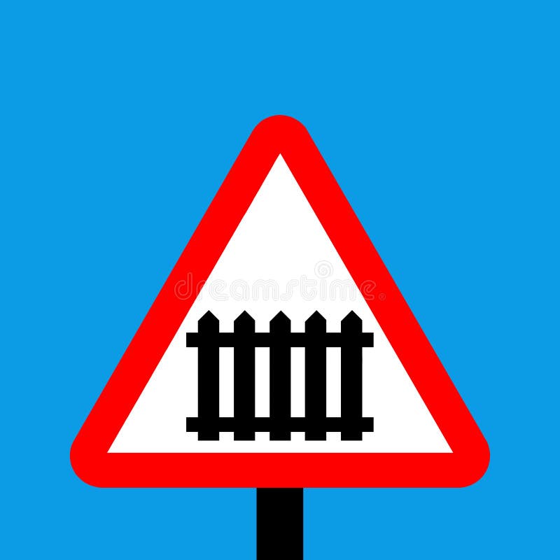 Warning Triangle Level Crossing with Barrier or Gate Ahead Stock ...
