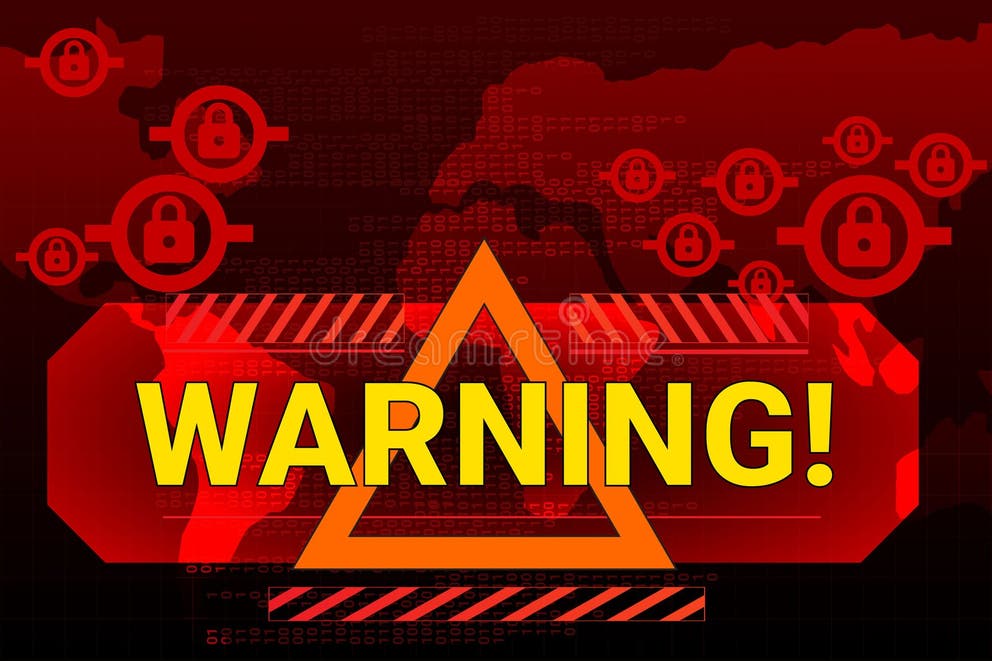 Warning Triangle with Locks Over Global Map Signals Cyber Attack ...
