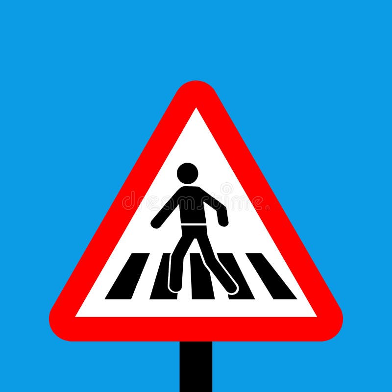 Warning Triangle Pedestrian Crossing Stock Vector - Illustration of ...