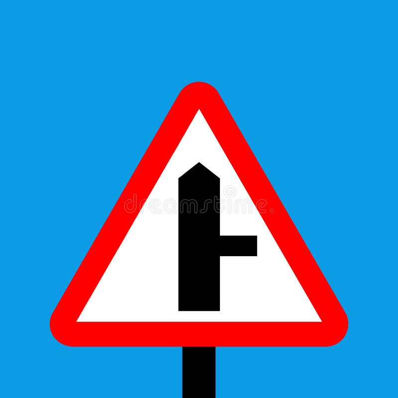 Warning triangle Side road stock illustration. Illustration of ...