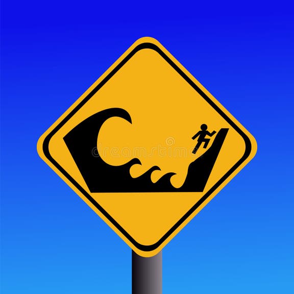 Warning Tsunami prone area stock vector. Illustration of running - 5099437