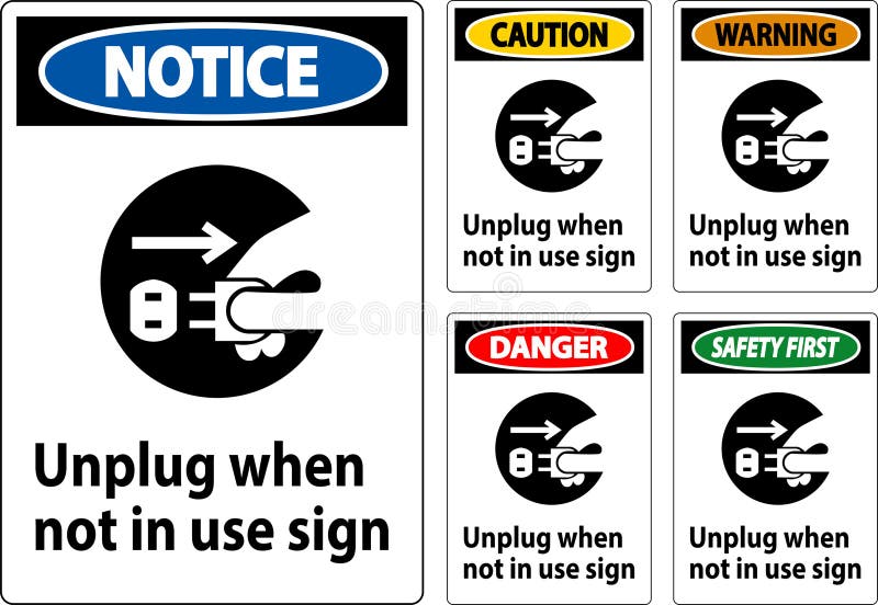 Warning Unplug when Not in Use Symbol Sign, Vector Illustration ...