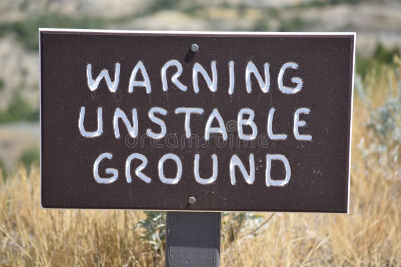 Warning Unstable Ground stock image. Image of safety - 106041893
