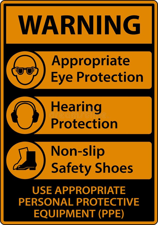 Warning Use Appropriate PPE Sign on White Background Stock Vector ...