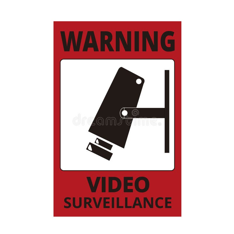 Warning Video Surveillance Banner on a White Background Stock Vector ...
