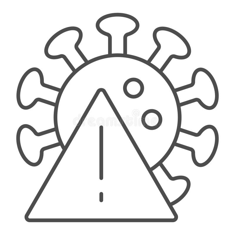 Warning Virus Thin Line Icon, Coronavirus Concept. Vector Graphics ...