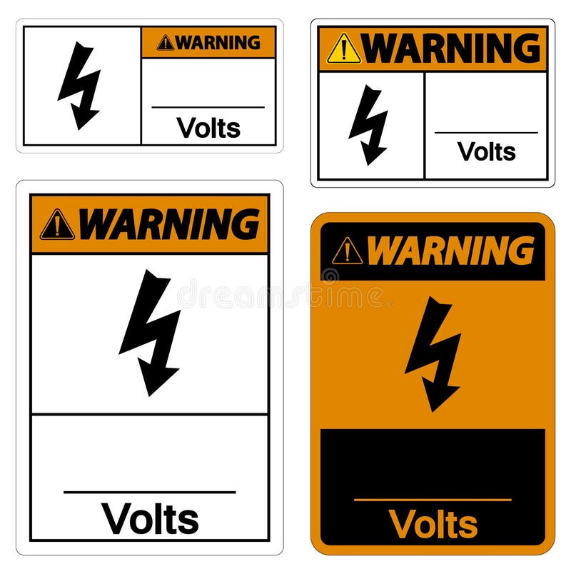 Warning Volts Symbol Sign on White Background Stock Vector ...